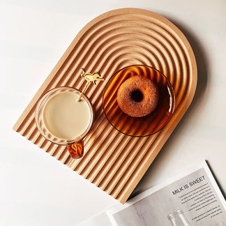 Elegant Beech Wood Wave Tray Decorative Bread & Pastry Serving Tray ...