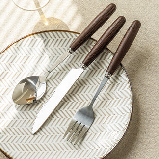Japanese Style Wooden Handle Cutlery Premium Stainless Steel and Wood ...